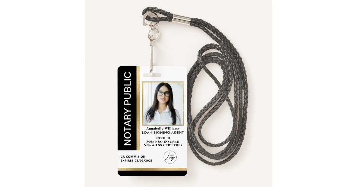 Modern Photo Notary Public Badge | Zazzle