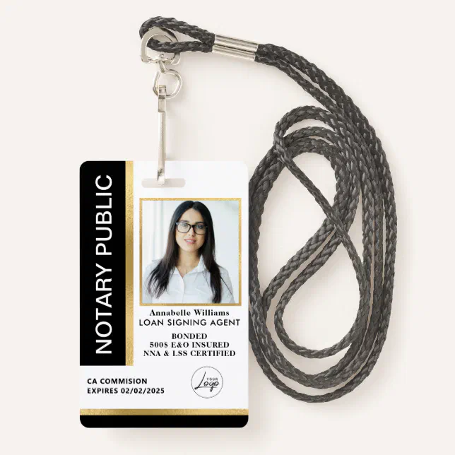 Modern Photo Notary Public Badge | Zazzle