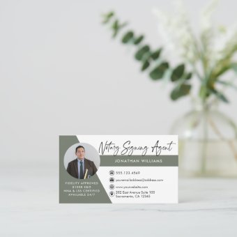 Modern Photo Notary Signing Agent Business Card | Zazzle