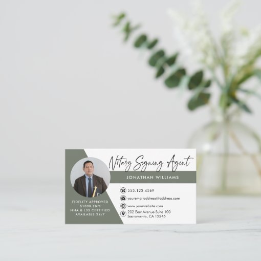 Modern Photo Notary Signing Agent Business Card | Zazzle