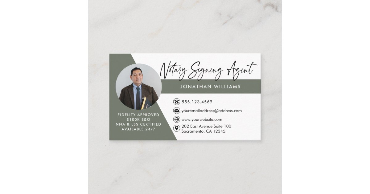 Modern Photo Notary Signing Agent Business Card | Zazzle