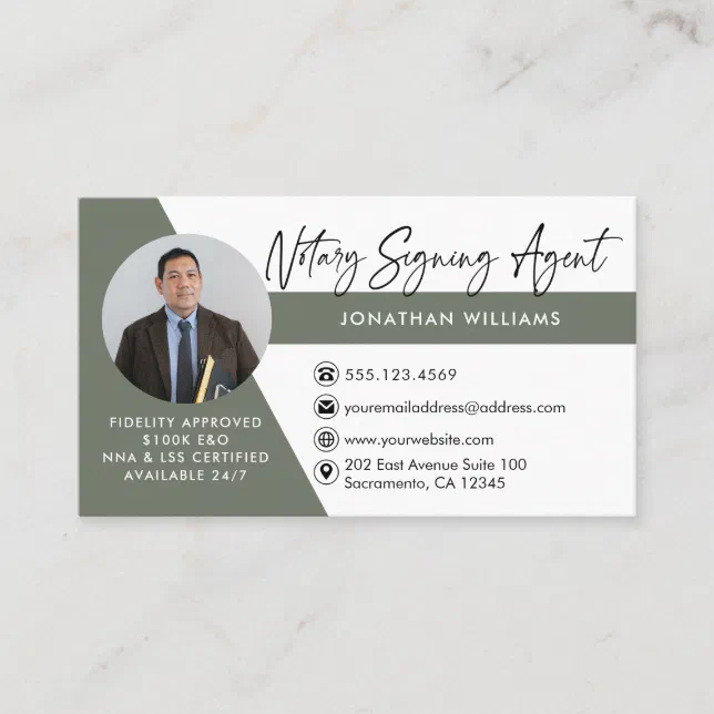 Modern Photo Notary Signing Agent Business Card | Zazzle