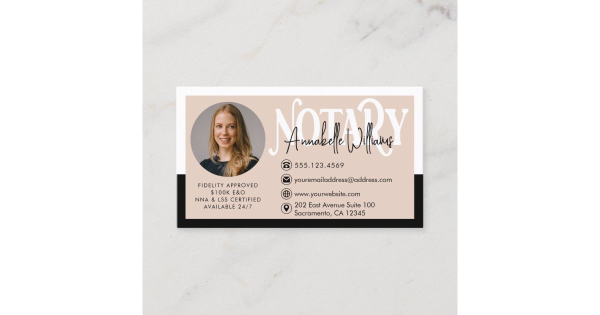 Modern Photo Notary Signing Agent Business Card | Zazzle