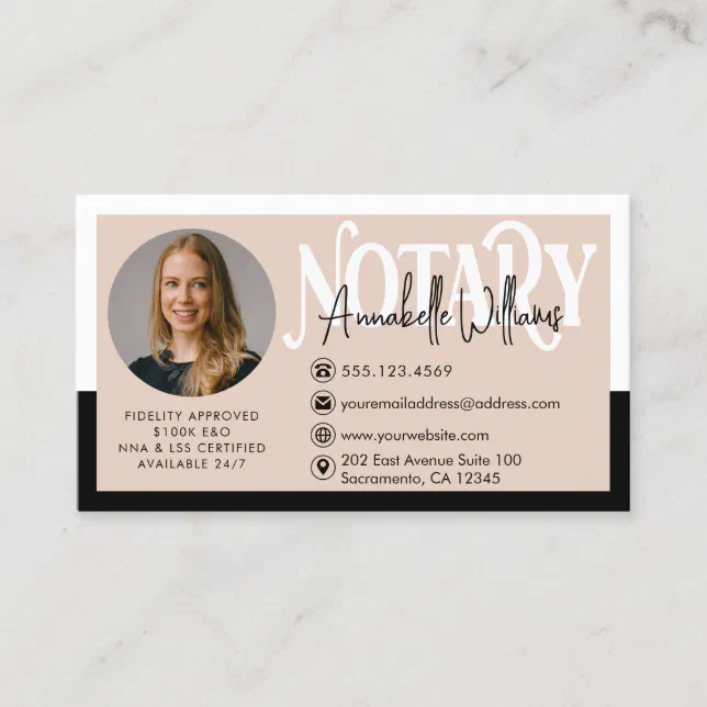 Modern Photo Notary Signing Agent Business Card | Zazzle