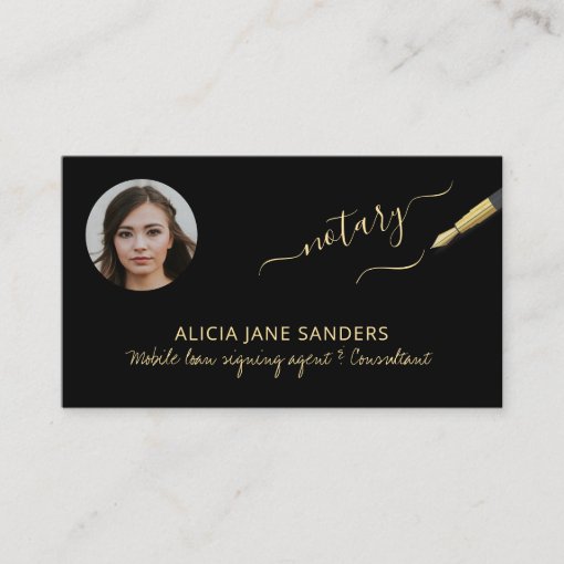 Modern photo notary signing agent business card | Zazzle