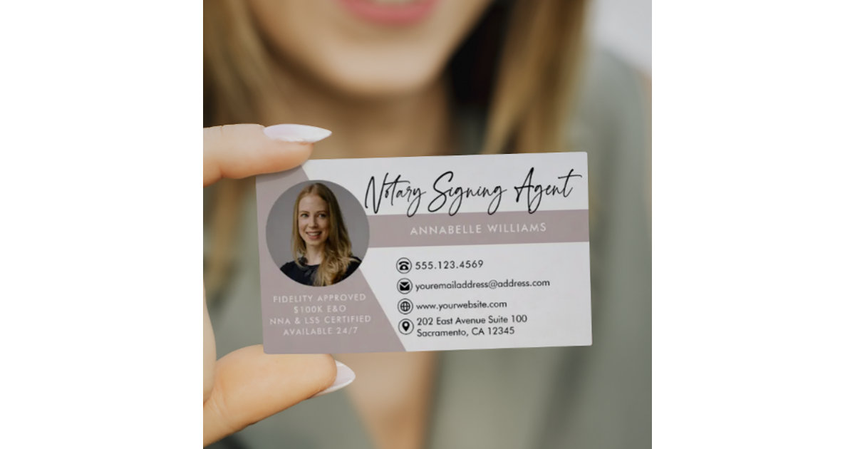 Modern Photo Notary Signing Agent Business Card | Zazzle