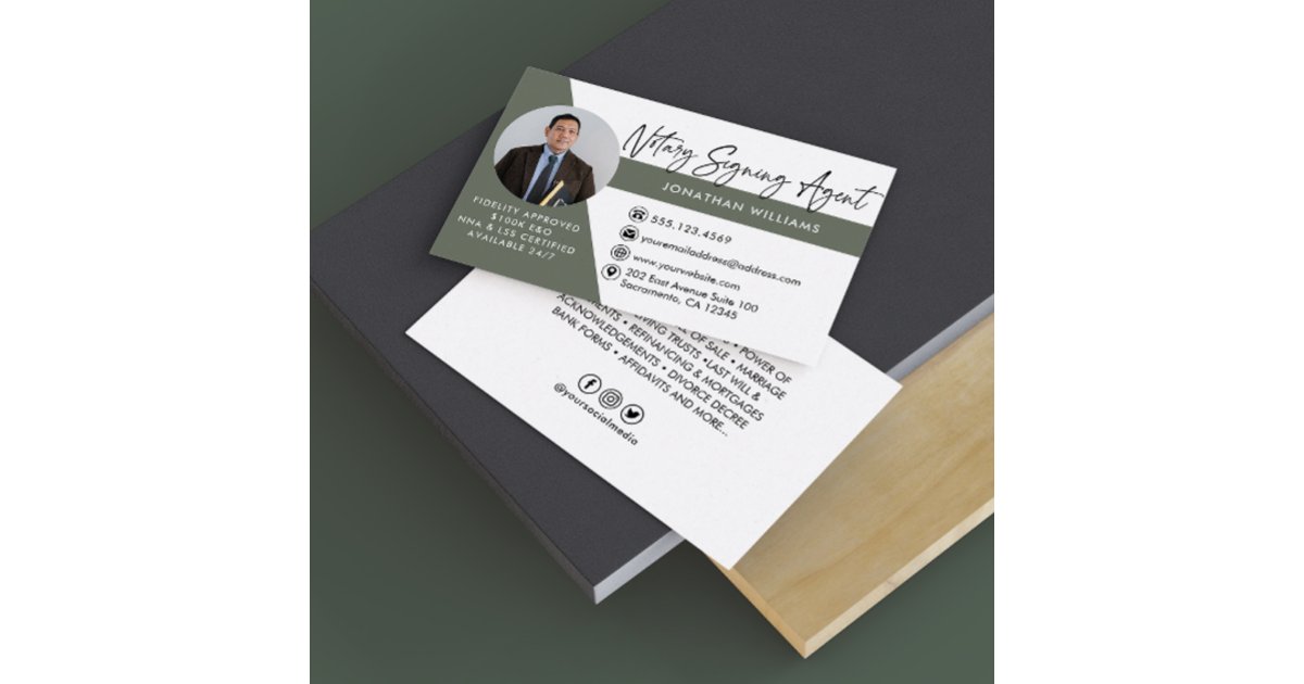 Modern Photo Notary Signing Agent Business Card | Zazzle