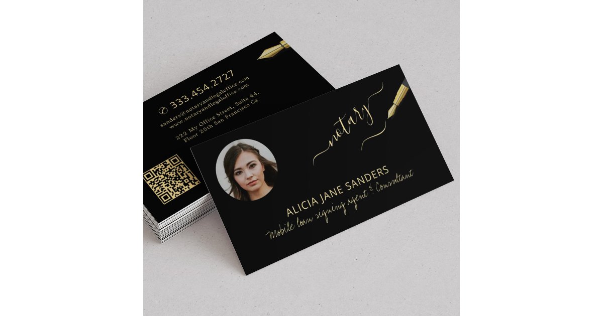 Modern photo notary signing agent business card | Zazzle