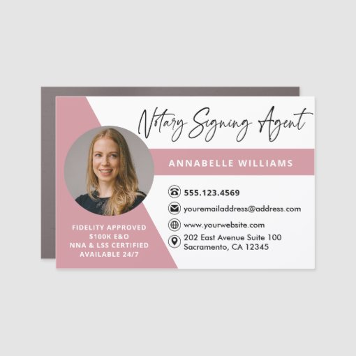 Modern Photo Notary Signing Agent Car Magnet | Zazzle
