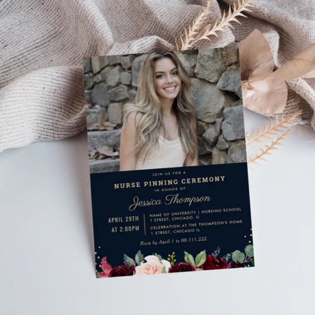 Modern photo nurse pinning ceremony invitation | Zazzle