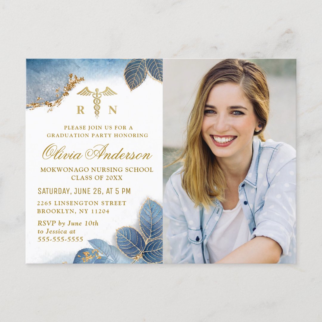 Modern PHOTO Nursing School Graduation Invitation Postcard | Zazzle