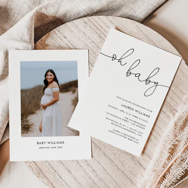 Modern Photo Oh Baby Baby Shower Invitation | Zazzle