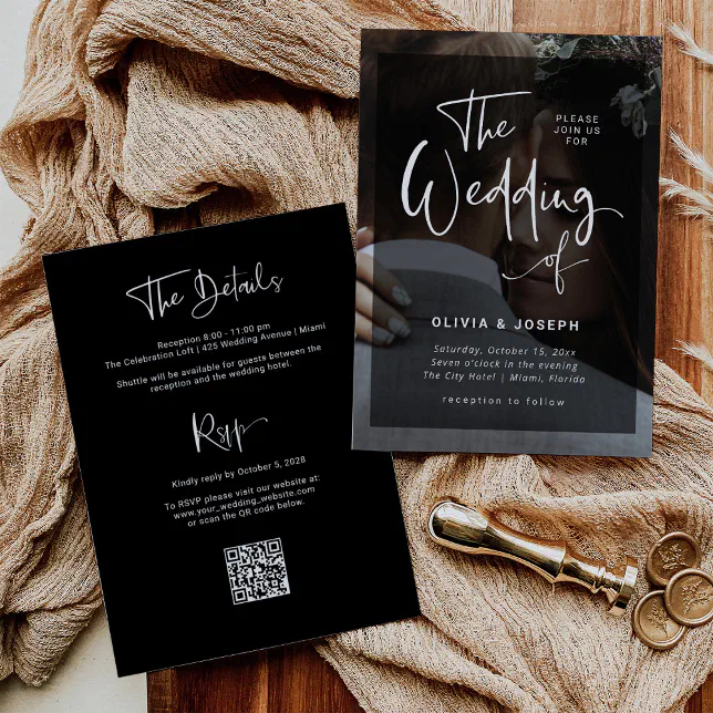 Modern Photo Overlay | All in One Wedding Invitation | Zazzle