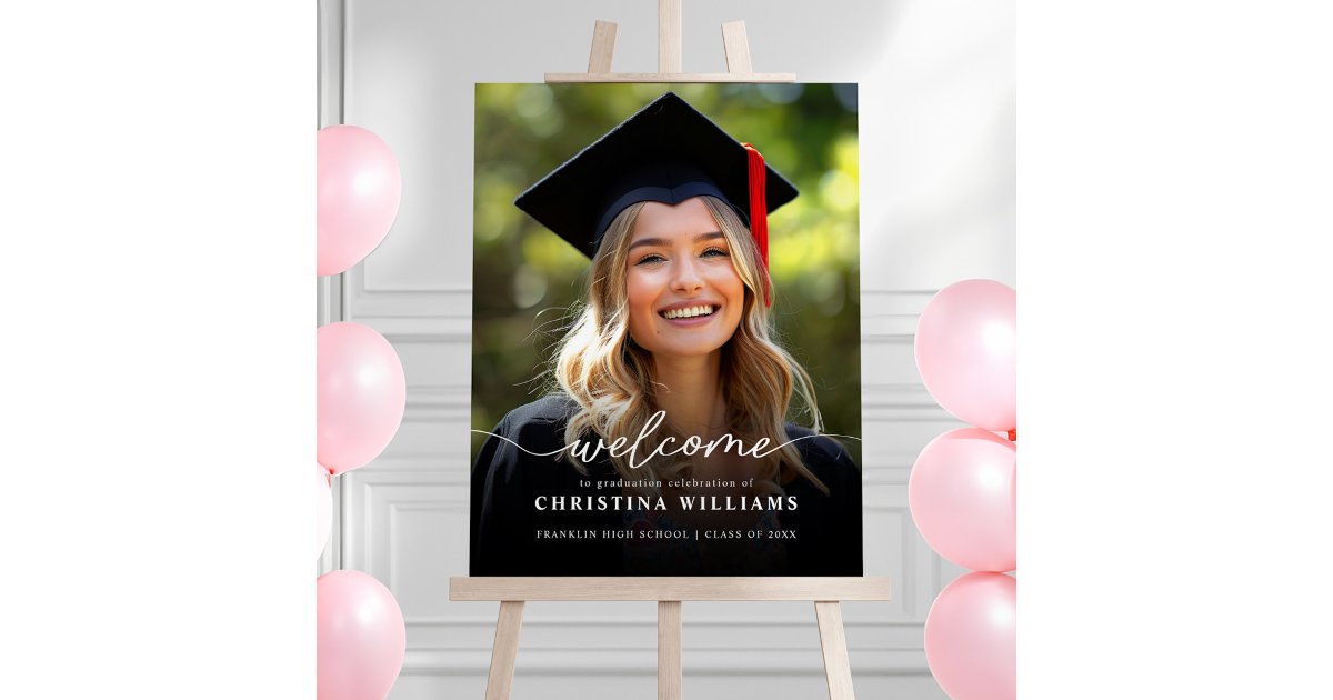 Modern Photo Overlay Graduation Welcome Sign | Zazzle