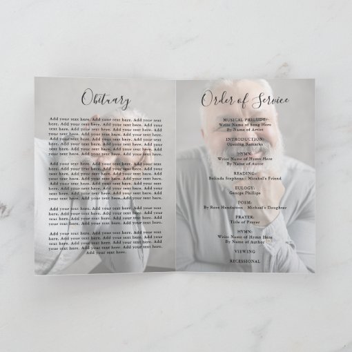 Modern Photo Overlay Sympathy Funeral Program | Zazzle