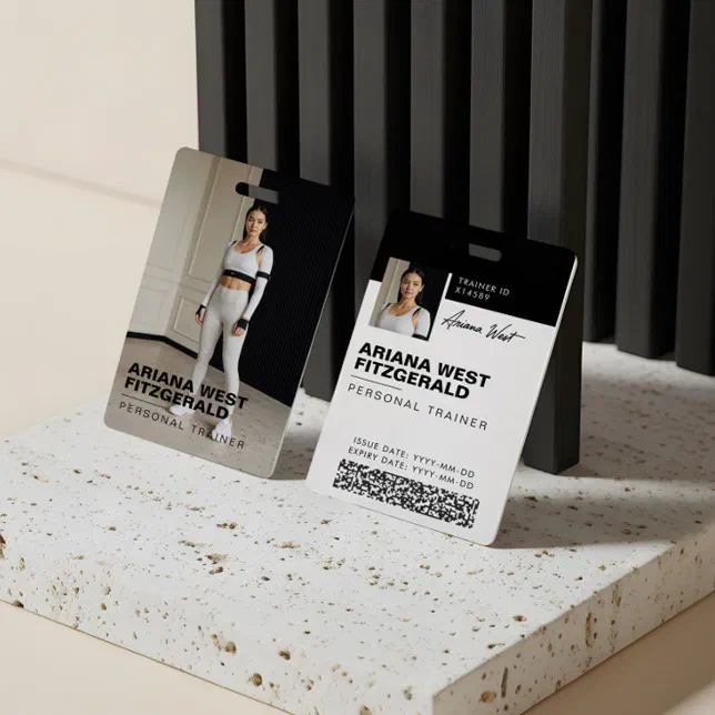 Modern Photo Personal Trainer Fitness Lifestyle Badge | Zazzle