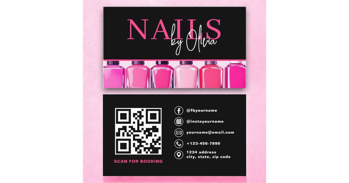 Modern Photo QR Code Nail Specialist Business Card | Zazzle