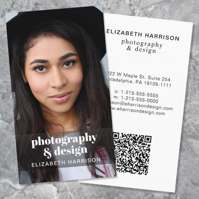 Modern Photo QR Code Professional Business Card | Zazzle