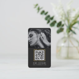 Modern photo QR code scannable barcode networking Business Card | Zazzle