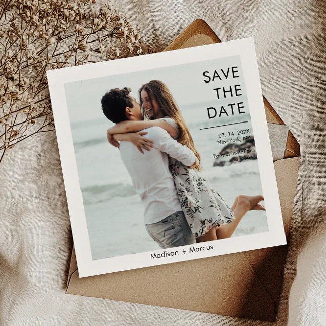 Modern Photo QR Code Website Save The Date Invitation | Zazzle