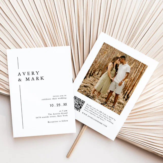 Modern Photo QR Code Wedding Invitation | Zazzle