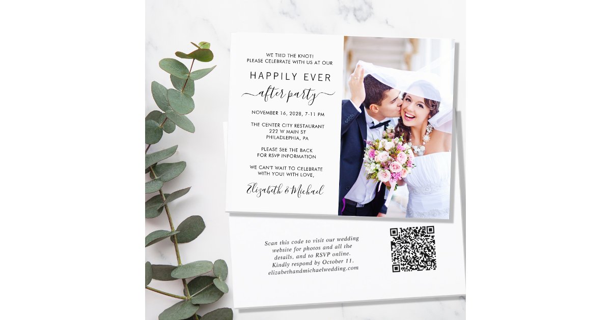 Modern Photo QR Code Wedding Reception Invitation | Zazzle