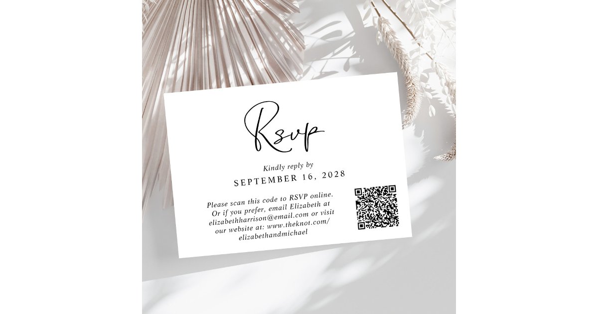 Modern Photo QR Code Wedding RSVP Card | Zazzle