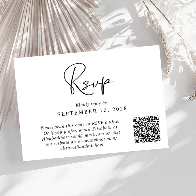 Modern Photo QR Code Wedding RSVP Card | Zazzle
