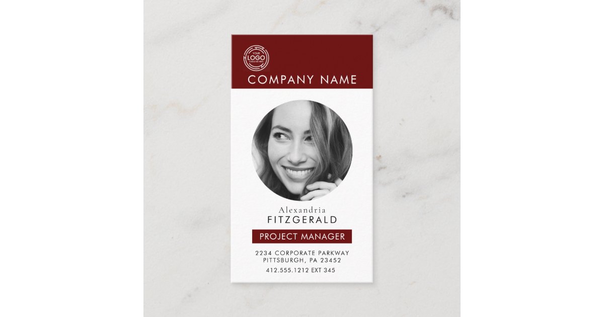 Modern Photo Red QR CODE CORPORATE Business Card | Zazzle