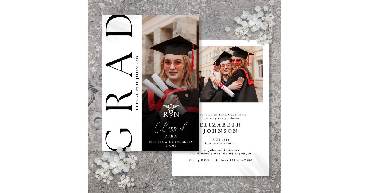 Modern Photo RN Nurse Graduation Party Invitation | Zazzle