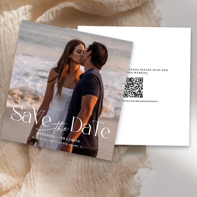 Modern Photo Save The Date Wedding QR Code Invitation | Zazzle