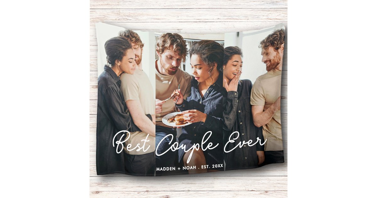 Modern Photo Script Best Couple Ever Collage Sherpa Blanket | Zazzle
