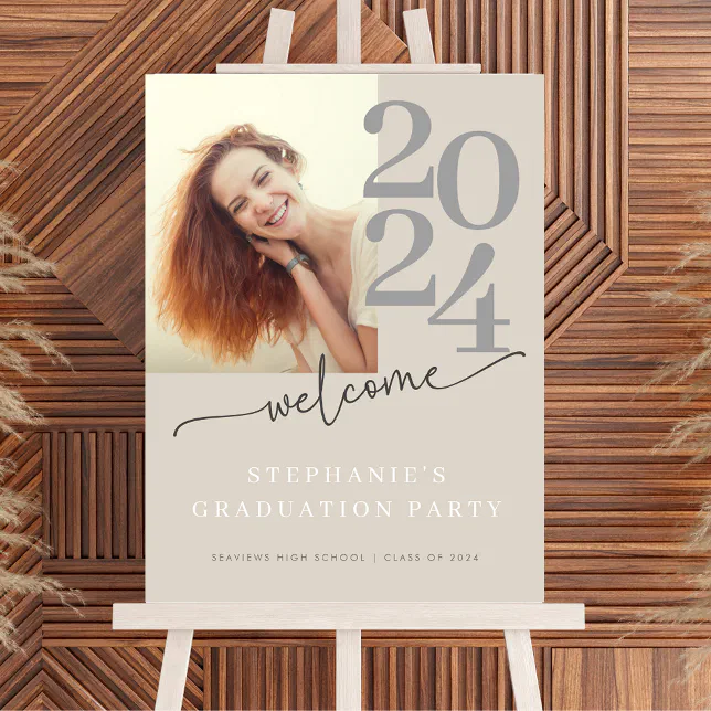 Modern Photo Script Graduation Party Welcome Sign | Zazzle