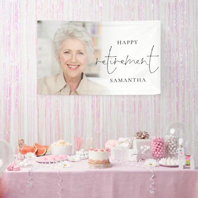 Modern Photo Script Happy Retirement Banner | Zazzle