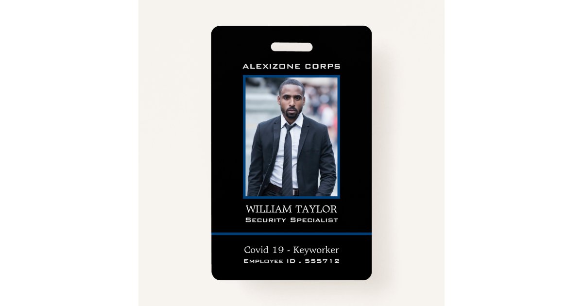 Modern Photo Security Industry ID Badge | Zazzle