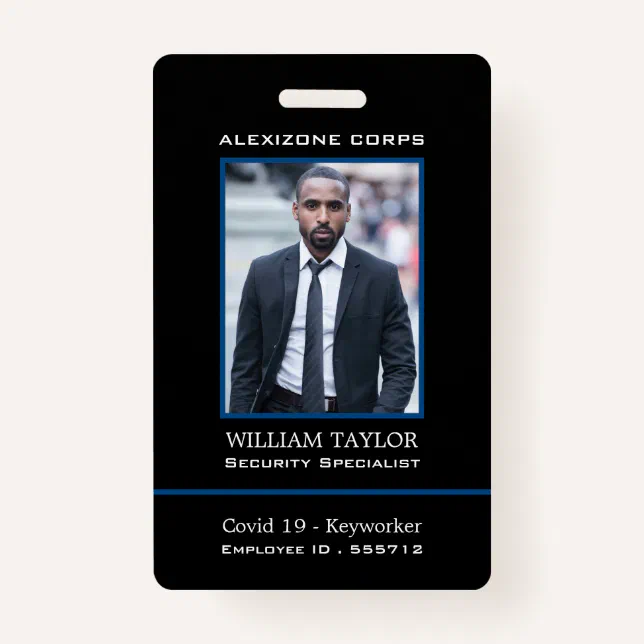 Modern Photo Security Industry ID Badge | Zazzle
