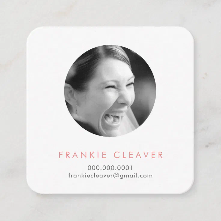 MODERN PHOTO SPOT headshot simple circle coral Square Business Card ...