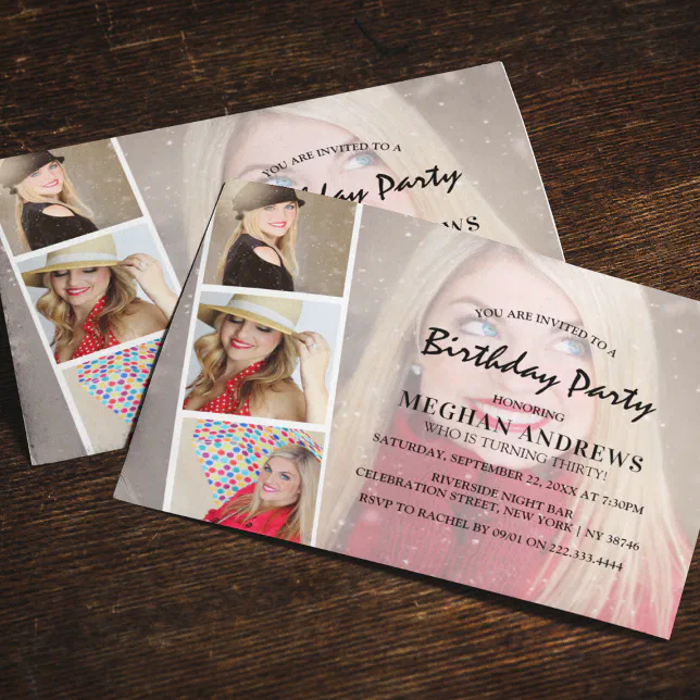 Modern Photo Strip Collage Birthday Party Invitation | Zazzle
