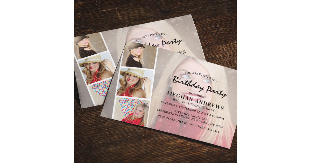Modern Photo Strip Collage Birthday Party Invitation | Zazzle