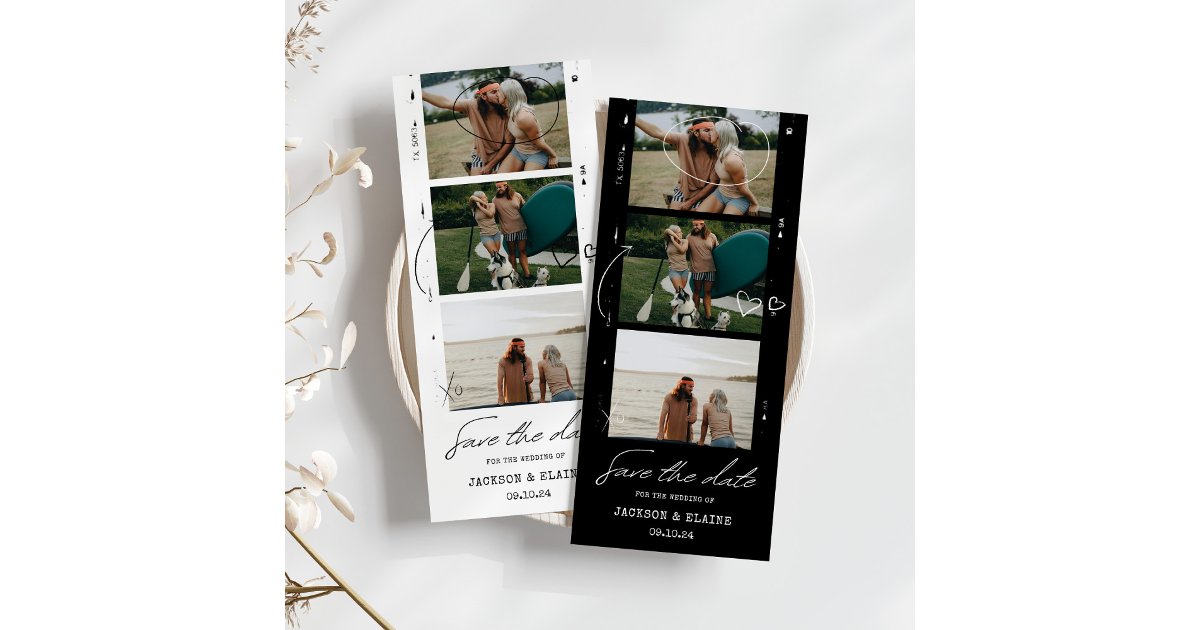 Modern Photo Strip Wedding Save The Date | Zazzle