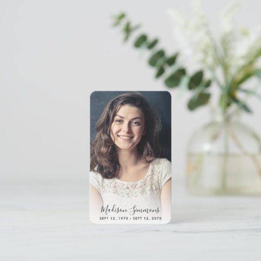 Modern Photo Sympathy Elegant Funeral Memorial Business Card | Zazzle