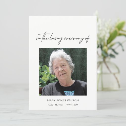 MODERN PHOTO SYMPATHY MEMORIAL SERVICE INVITE | Zazzle