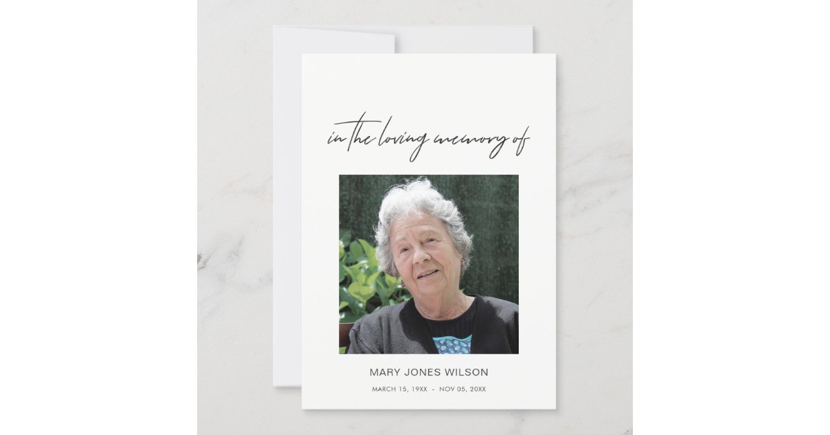 MODERN PHOTO SYMPATHY MEMORIAL SERVICE INVITE | Zazzle