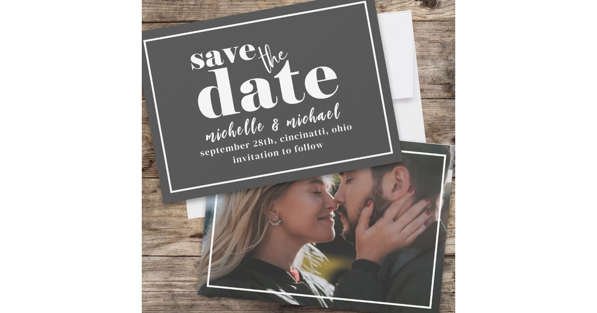 Modern Photo Template Save the Date Typography | Zazzle