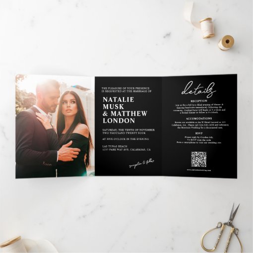 Modern Photo Tri-fold Wedding Invitation | Zazzle