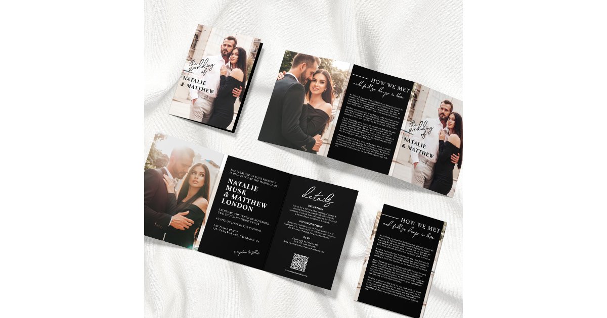 Modern Photo Tri-fold Wedding Invitation | Zazzle