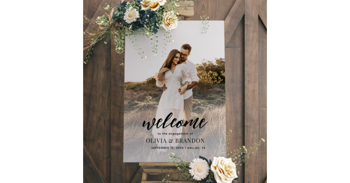 Modern Photo Typography Engagement Party Welcome Foam Board | Zazzle