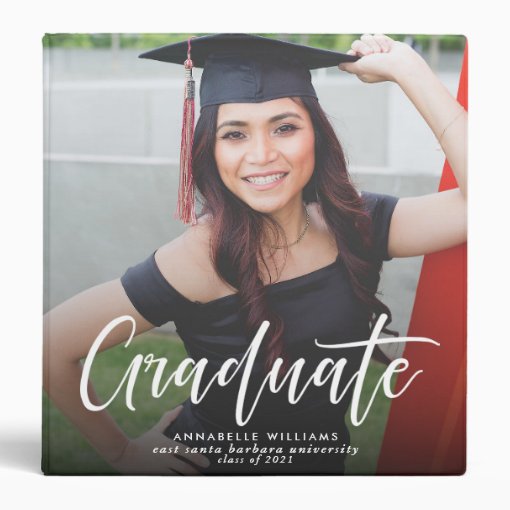Modern Photo Typography Graduation Memories Album 3 Ring Binder | Zazzle