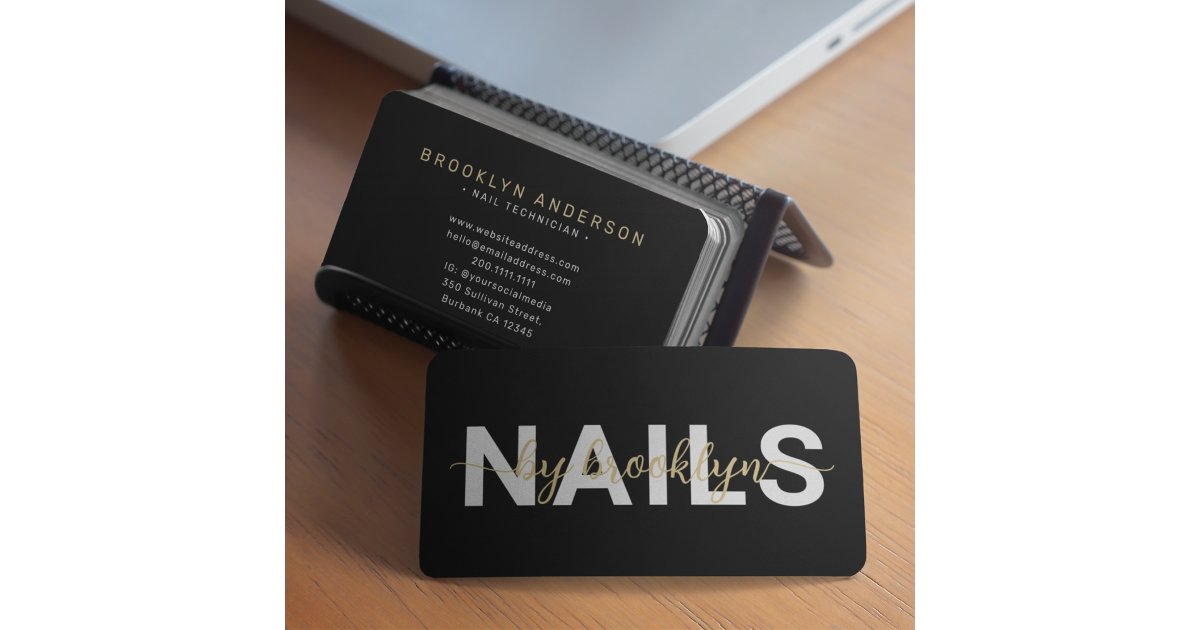Modern Photo Typography Nail Artist Business Card | Zazzle