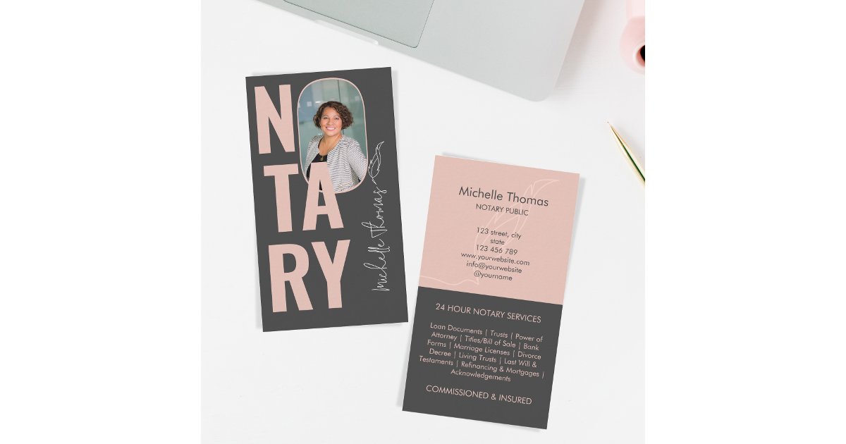 Modern Photo Typography Notary Loan Signing Agent Business Card | Zazzle